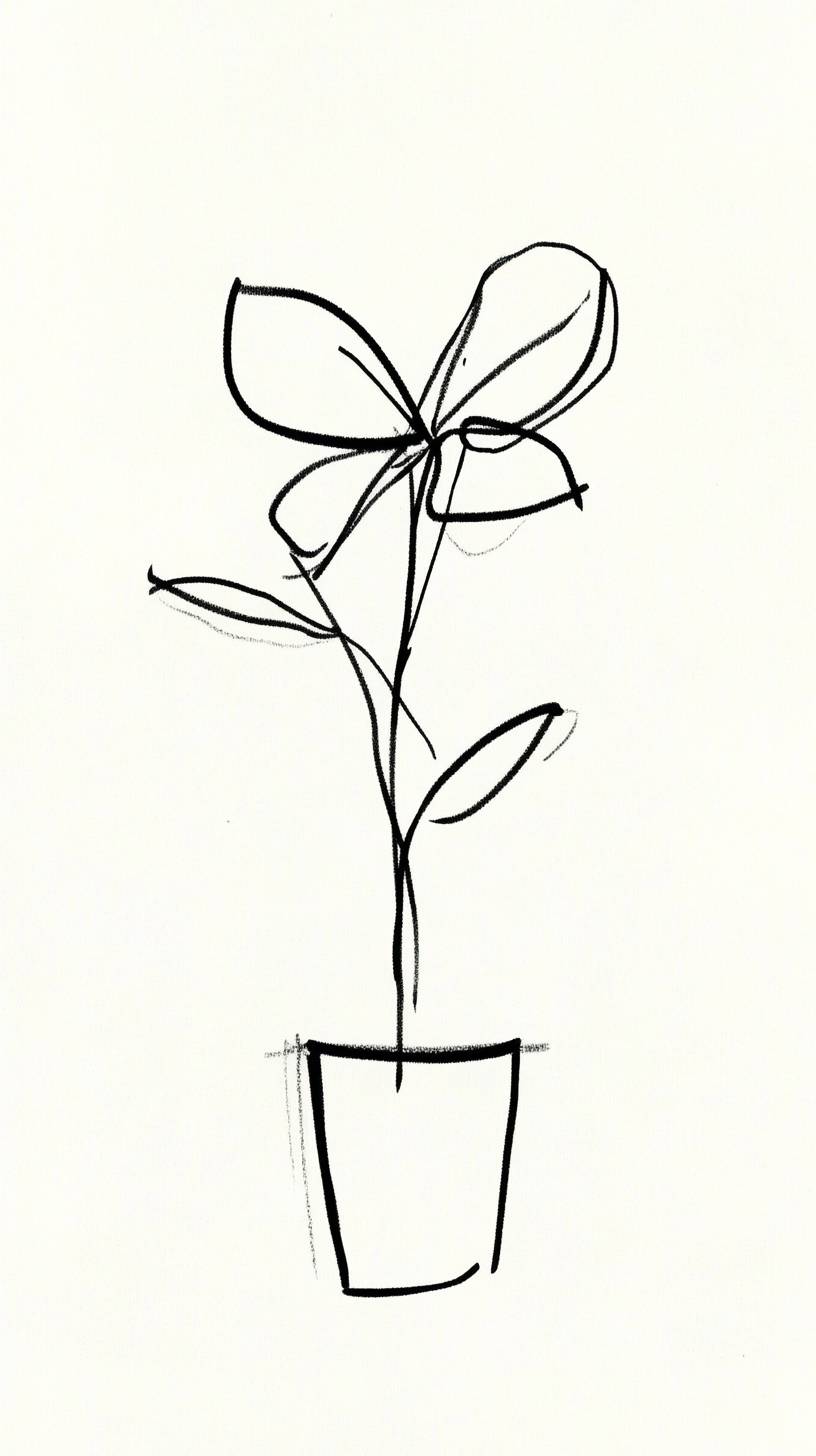 Thin line drawing of a plant - MusesAI.io