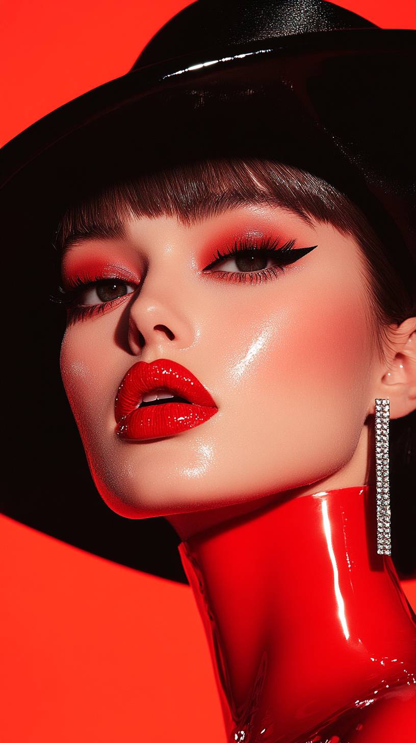 슬라브 여성의 빨간색 광택 의상 - MusesAI.io