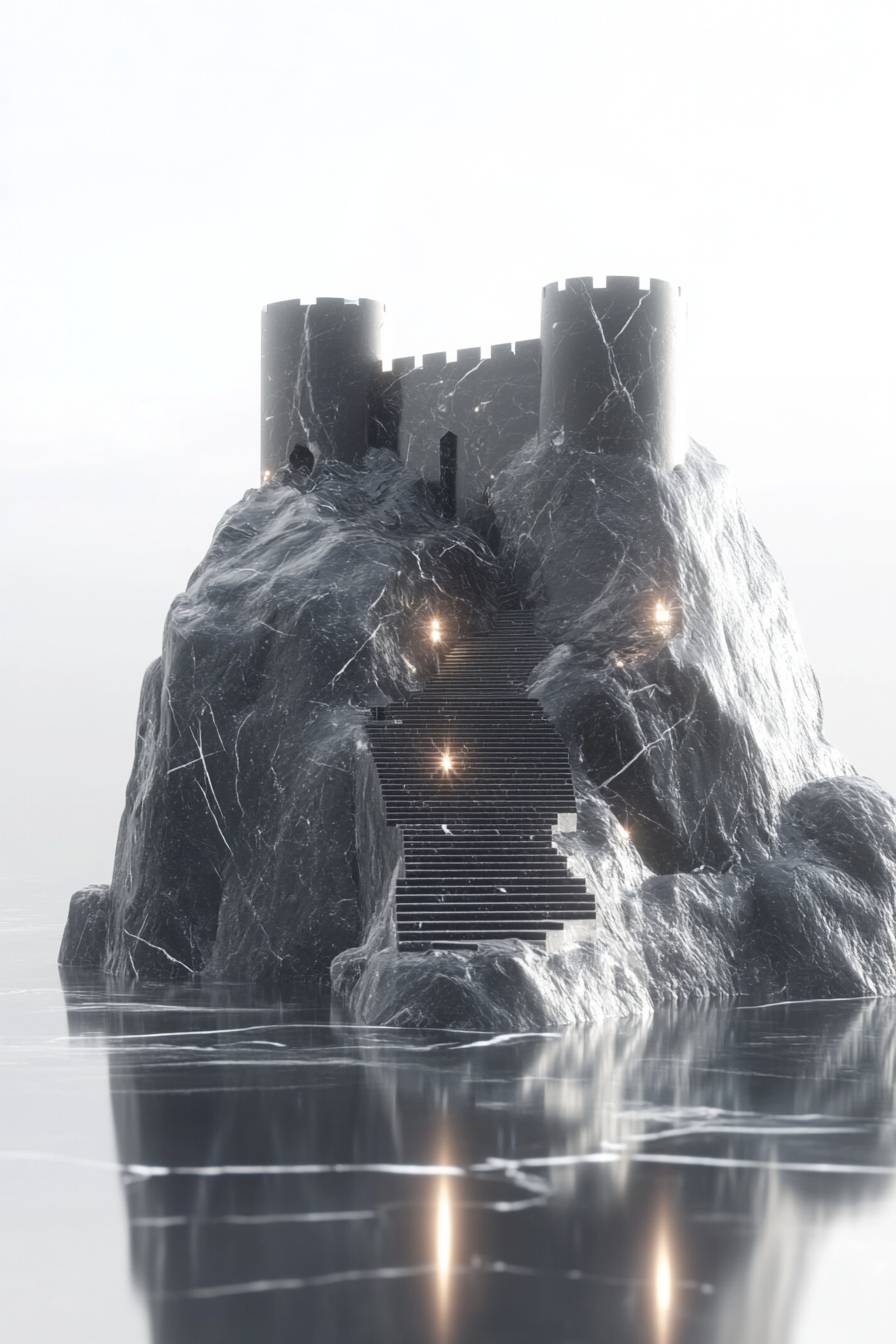 3D black marble castle - MusesAI.io