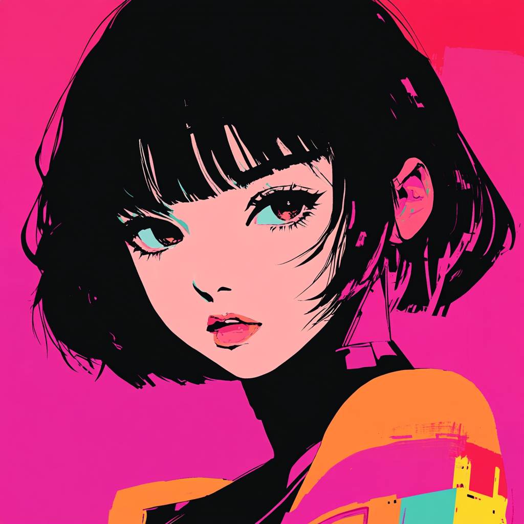 Retro anime girl image in rectangle shape - MusesAI.io