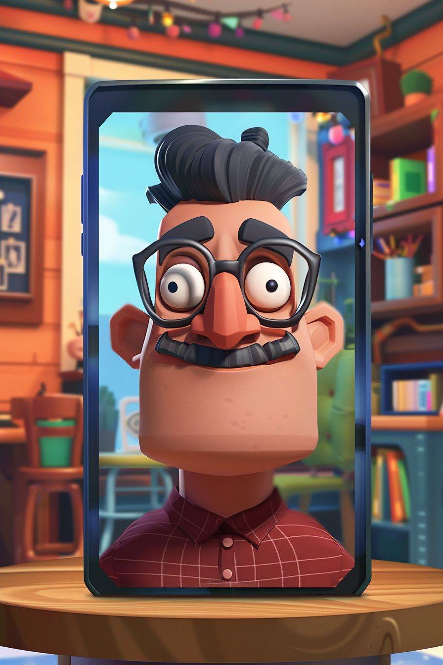 A mobile game loading screen featuring a cartoon dad character with a ...