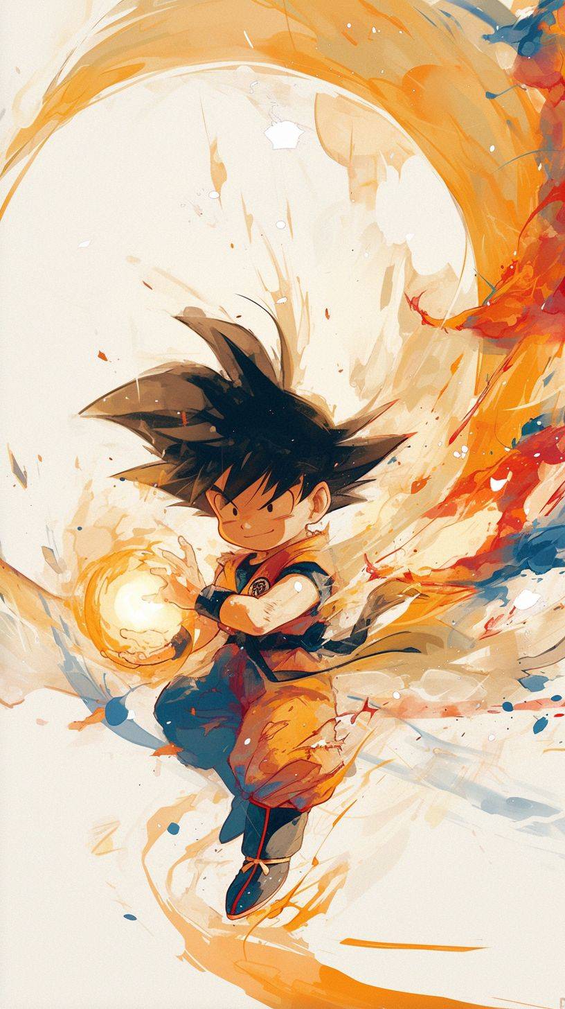 An artistic representation of Little Goku from the anime Dragon Ball ...