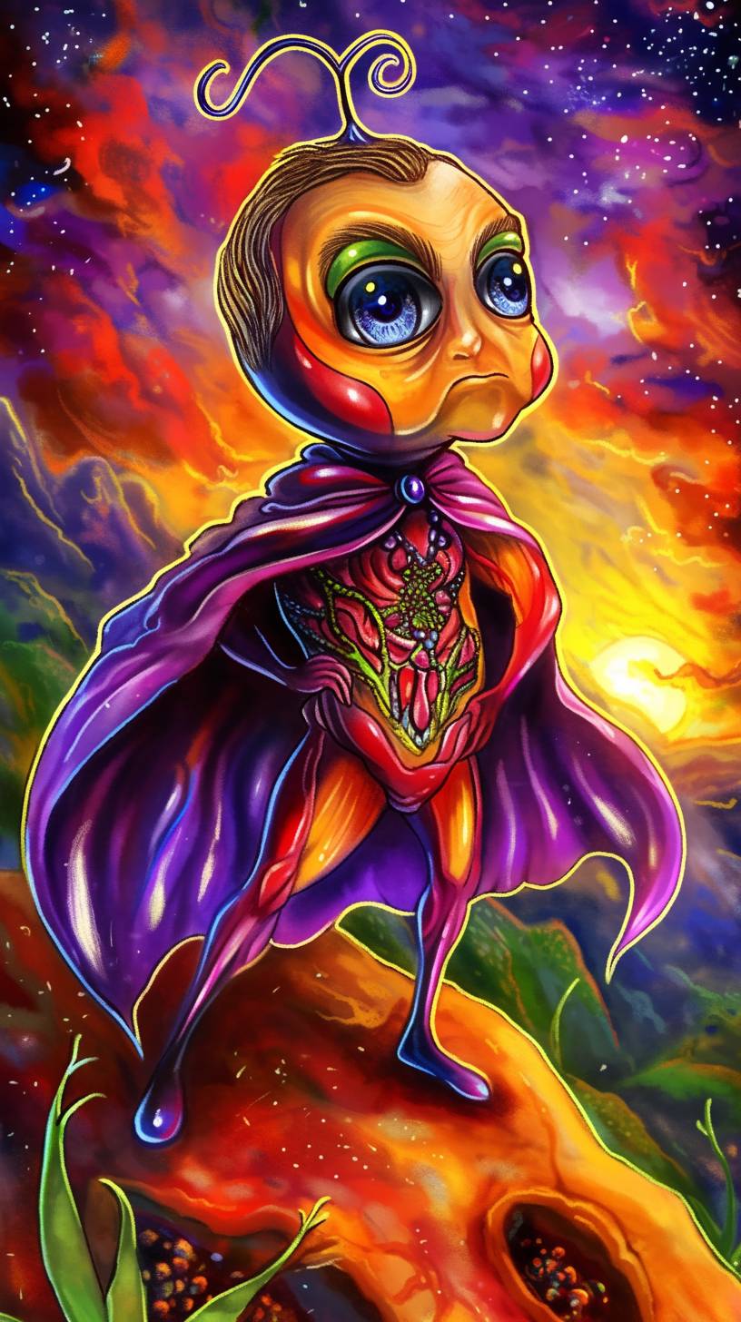 A cartoon of your superhero in the style of Kenny Scharf, featuring ...