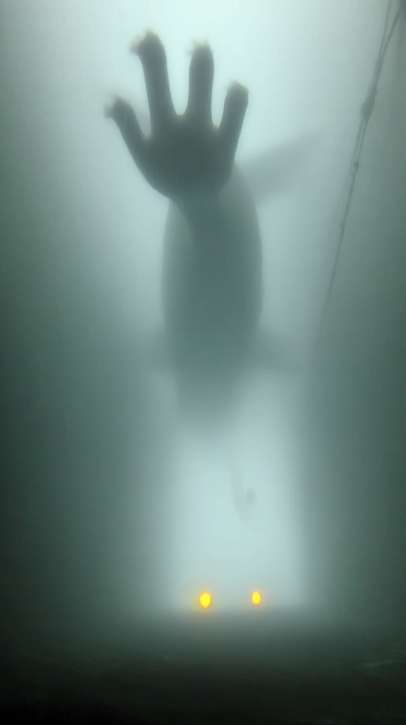 Surreal underwater scene with deep sea horror creatures and a giant ...