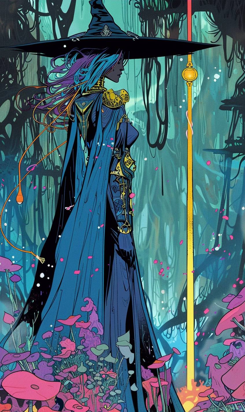 Illustration of the wizard-queen of the Magical Swamp Kingdom - MusesAI.io