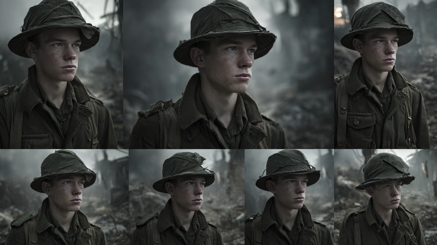 A showcase of a WWII soldier's photos from various angles in a stylish ...
