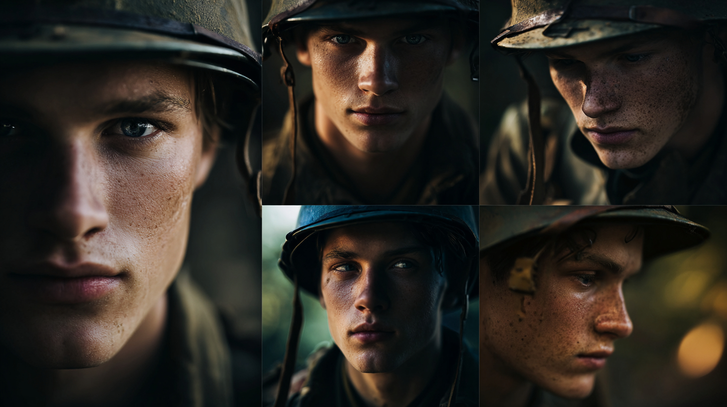 A showcase of a WWII soldier's photos from various angles in a stylish ...