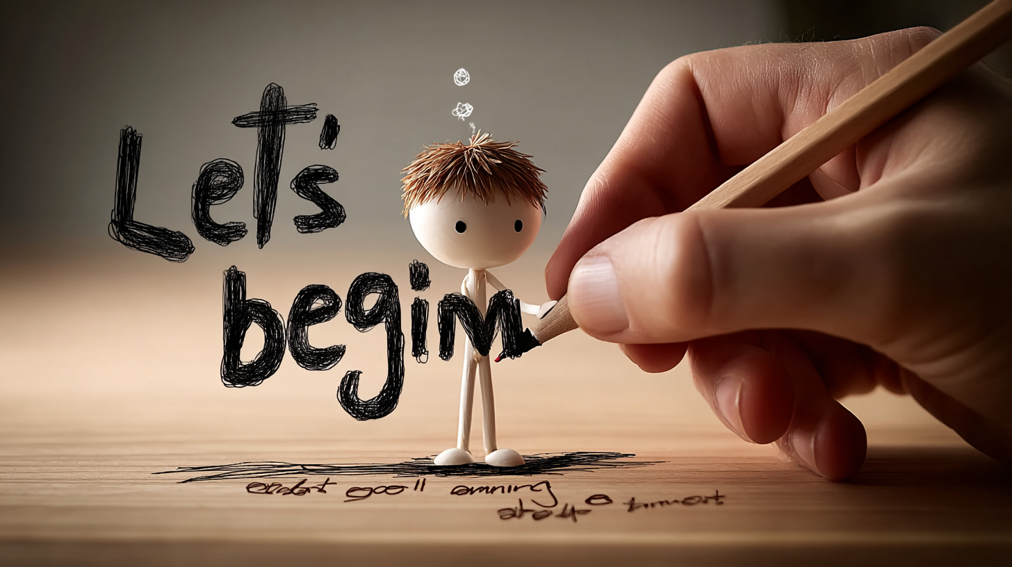 Transición de texto animado 'Empecemos' con sonido, en un estilo simple ...