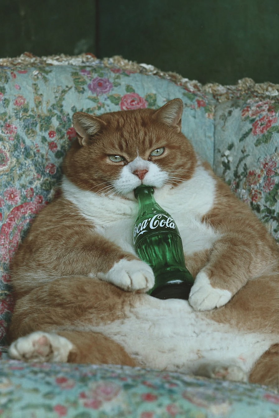 The fat cat drinks cola - MusesAI.io