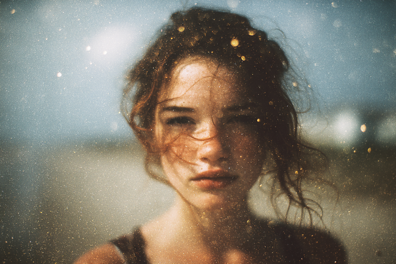 Candid portrait at the beach captured on expired Kodak Gold film with ...